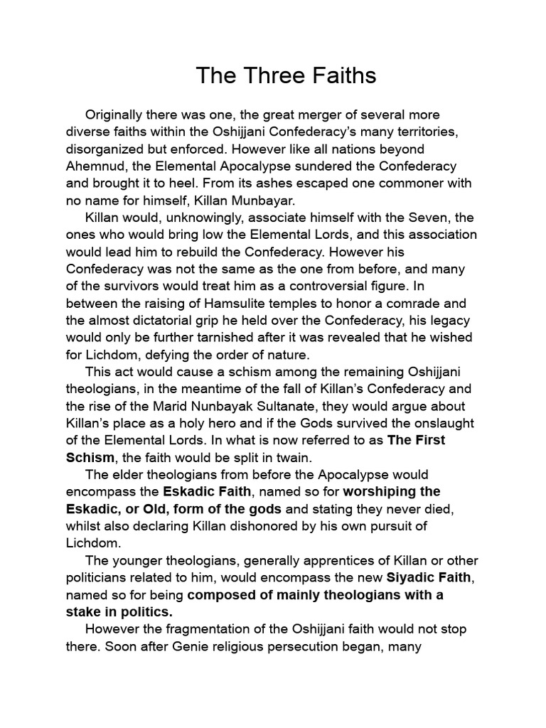 The Three Oshijjani Faiths | PDF | Deities | Religious Belief And Doctrine