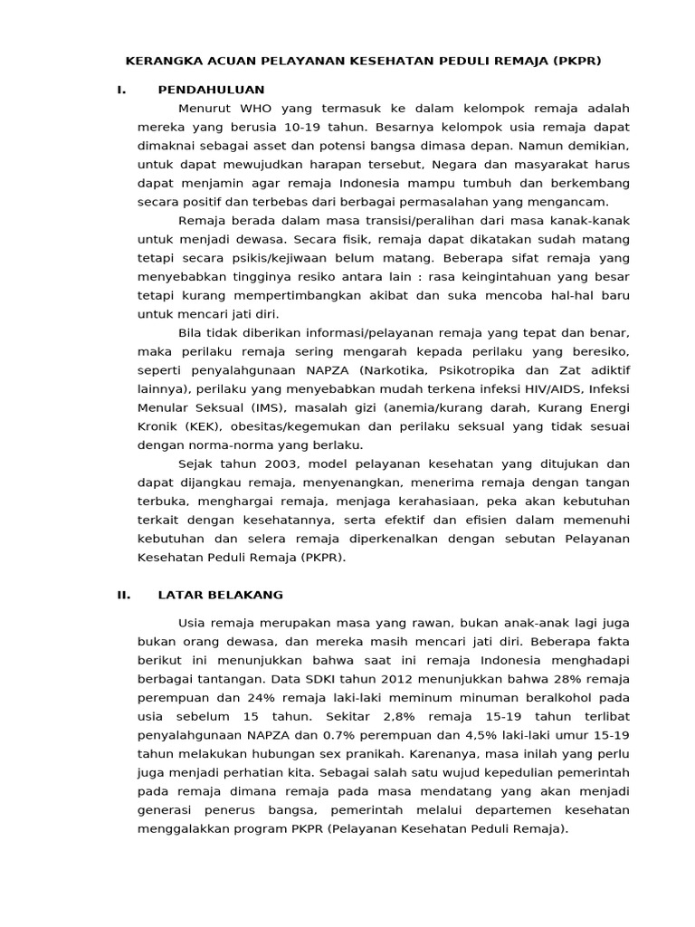 Pelayanan Kesehatan Remaja di PKPR | PDF