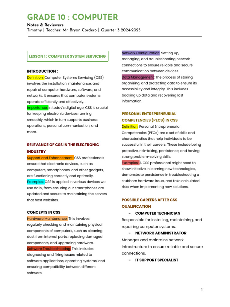 Grade 10: Computer | PDF | Computer Data Storage | Computer Hardware