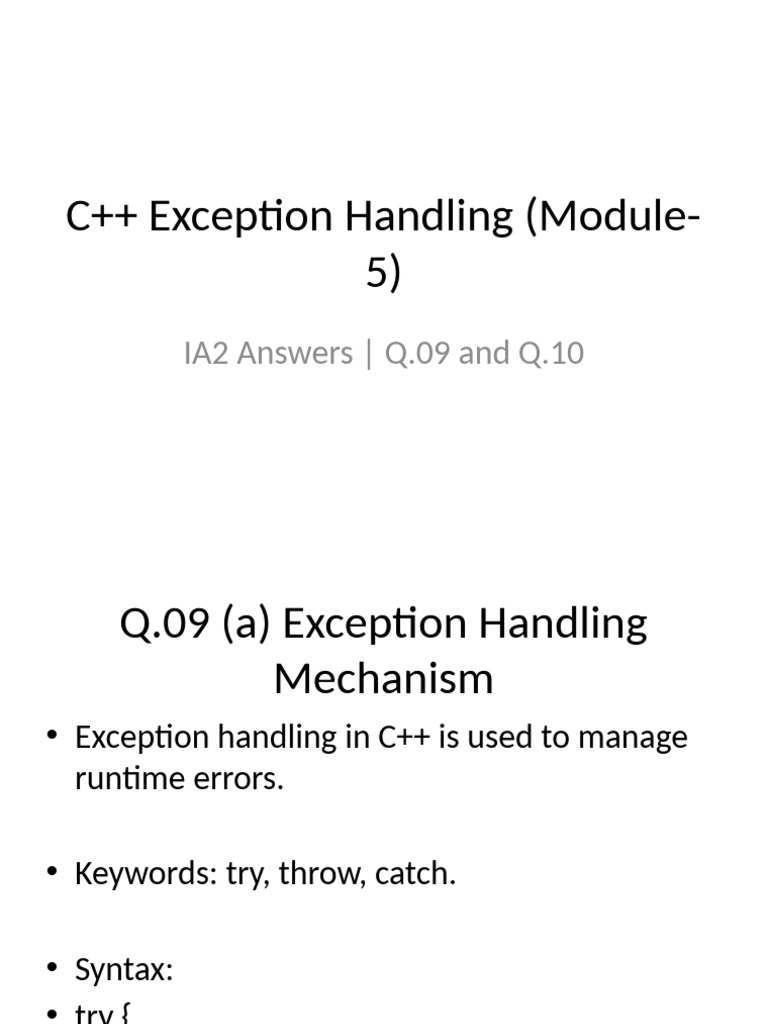 C++ Exception Handling Module5 | PDF