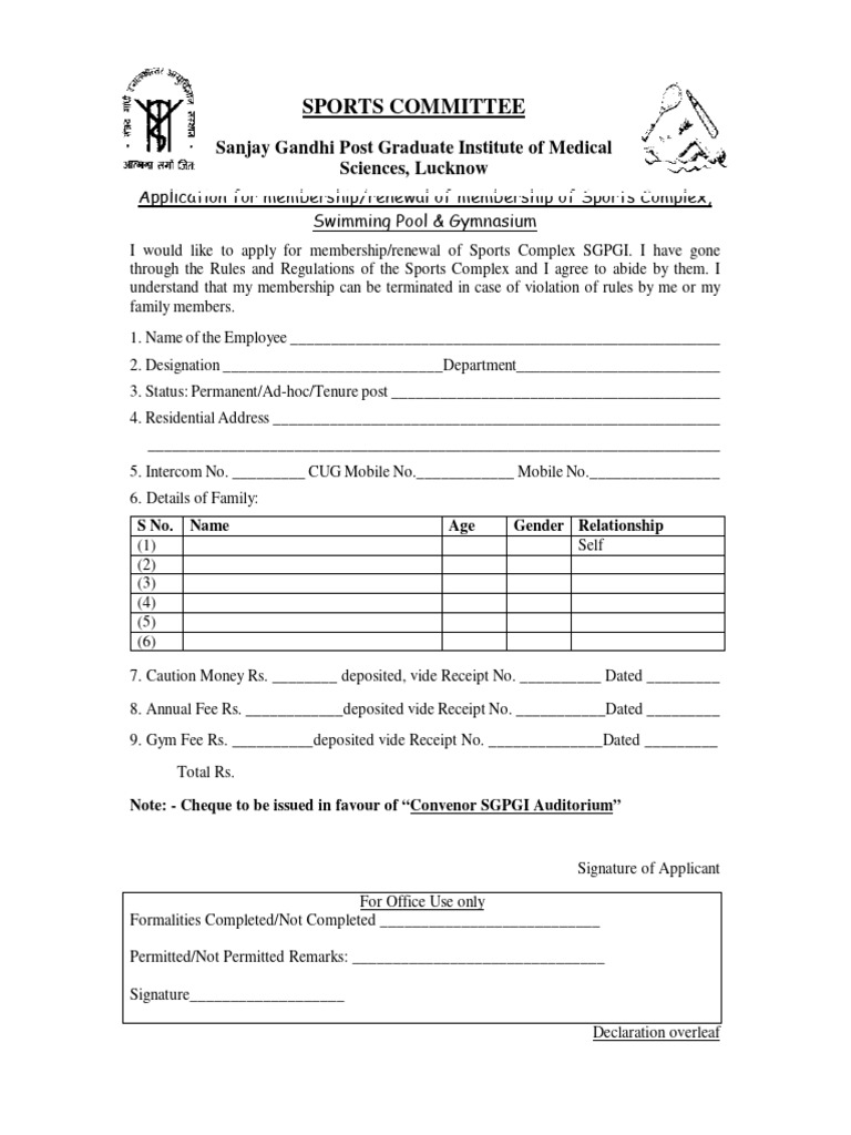 Sports Complex Membership Form | PDF | Chess Theory | Chess