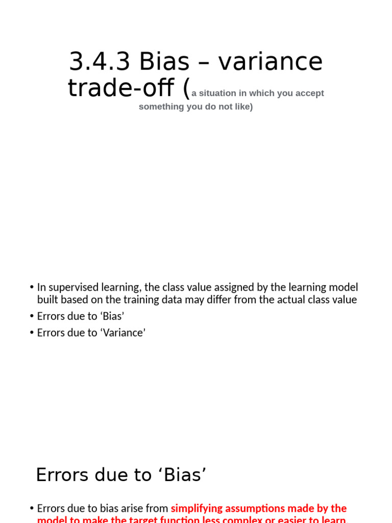 Bias - Variance Trade-Off | PDF | Statistics | Machine Learning