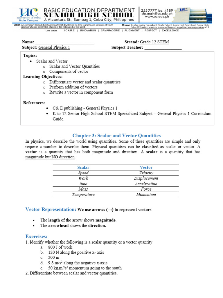 Unit I Scalar and Vector Quantities - 2025 | PDF | Euclidean Vector | Metrology