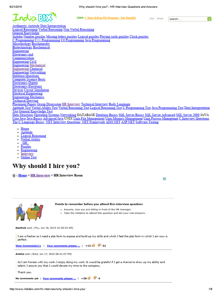 Why Should I Hire You - HR Interview Questions and Answers | PDF ...