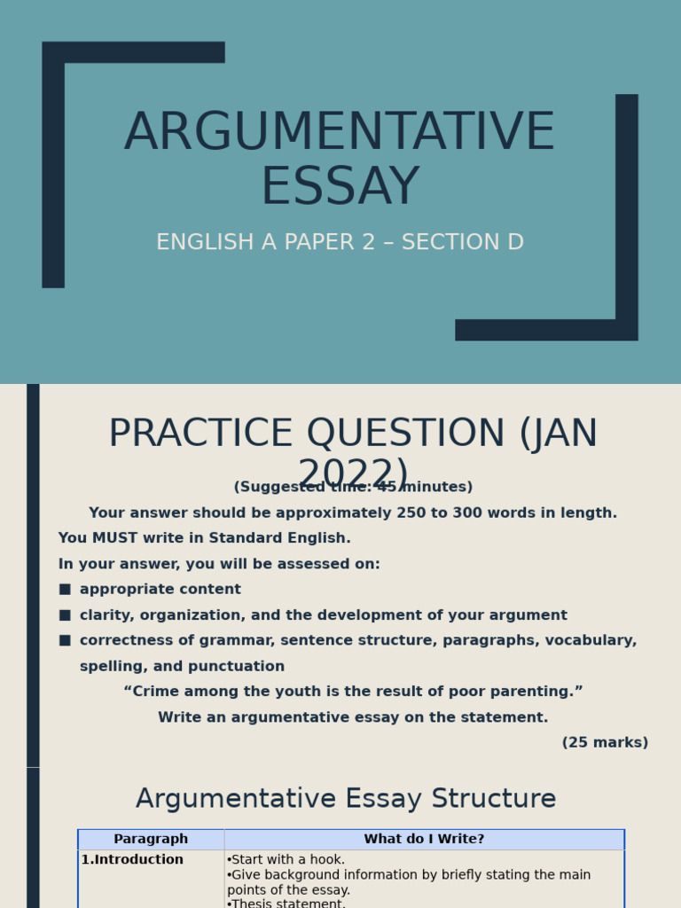 Argumentative Essay Practice | PDF