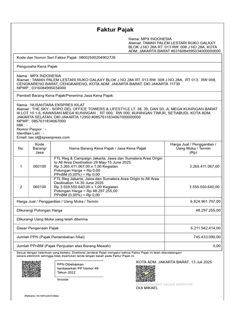 Contoh Faktur Pajak Jasa Angkutan Umum Yang Dibebaskan | PDF