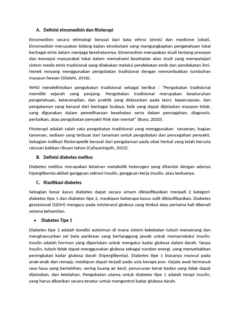 Etnomedisin dan Diabetes: Panduan Herbal | PDF