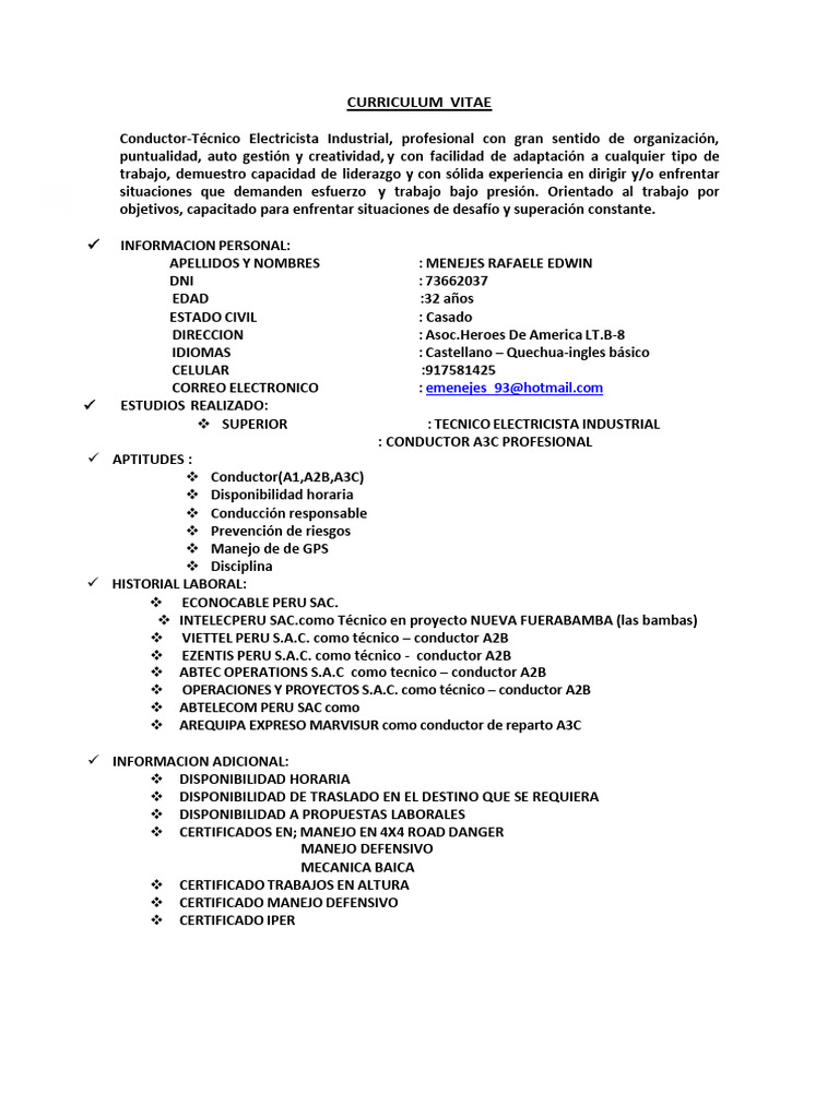 CV Edwin Menejes | PDF