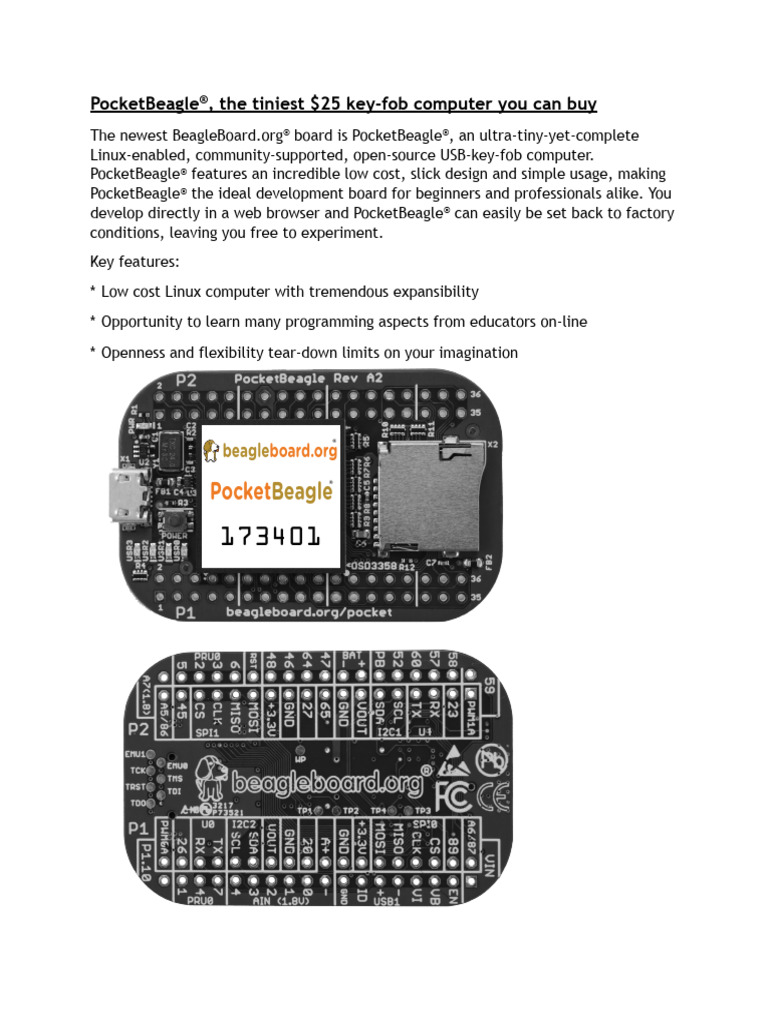 PocketBeagle Short Spec | PDF | Microcontroller | Computer Architecture
