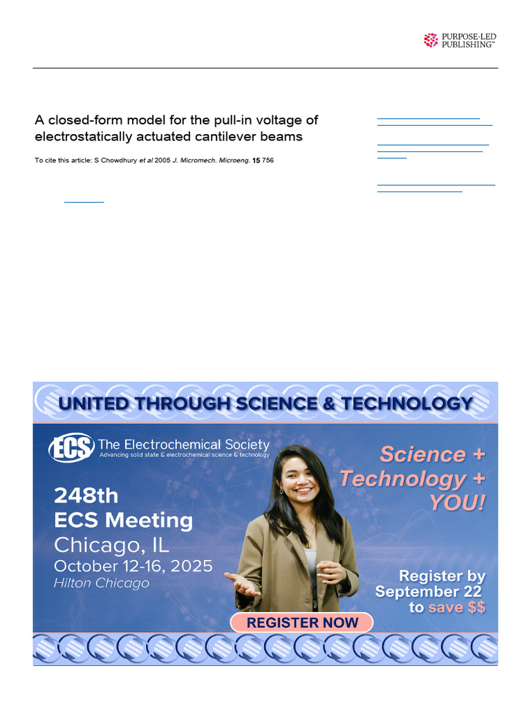 A Model For The Pull-In Instability | PDF | Capacitor | Capacitance