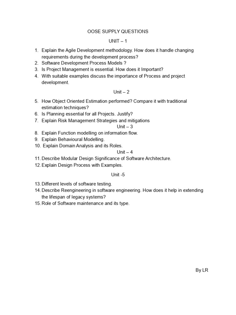 Oose Supply Questions | PDF