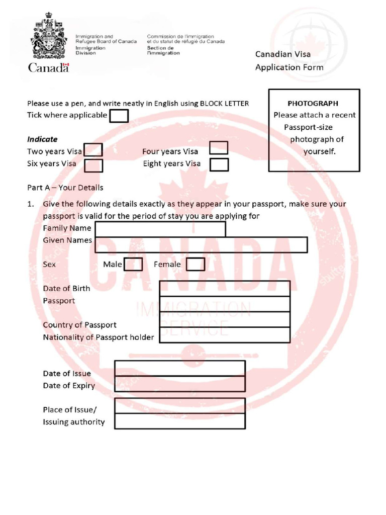 Canada Visa Application Form | PDF