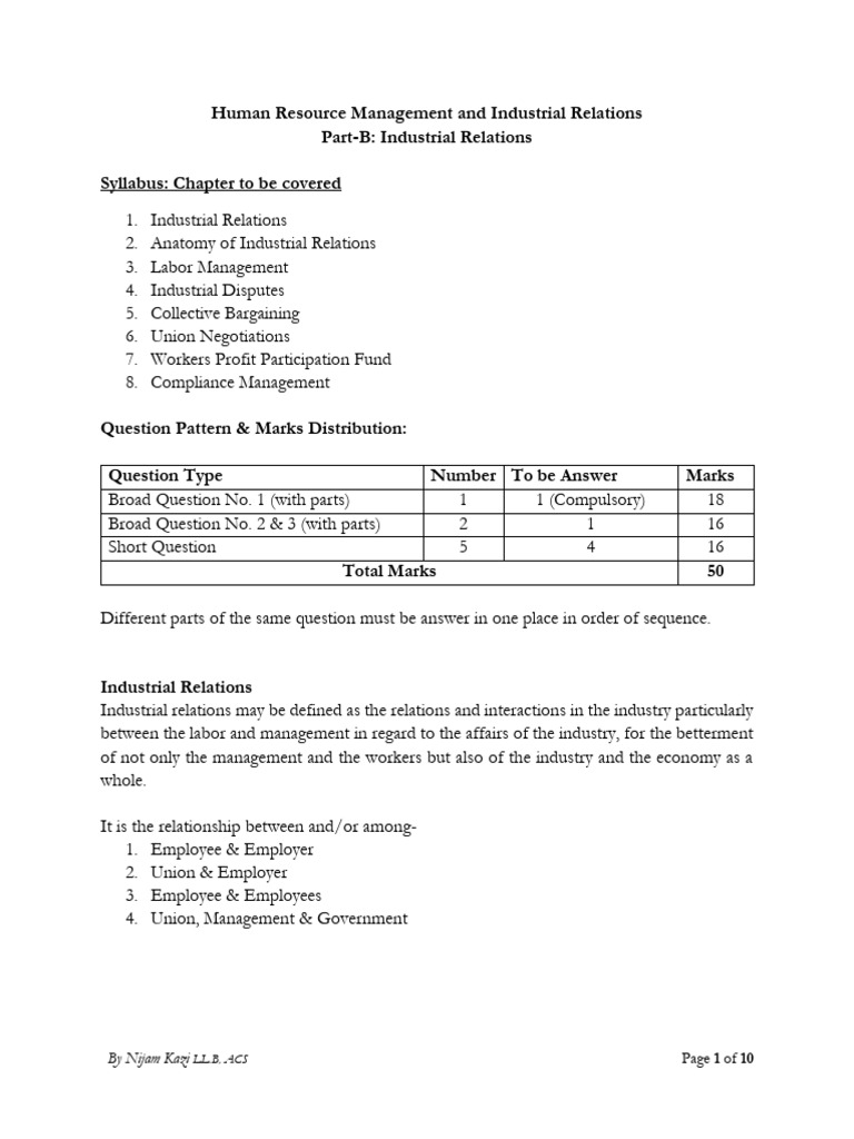 Industrial Relations: Key Concepts & Strategies | PDF | Employment ...