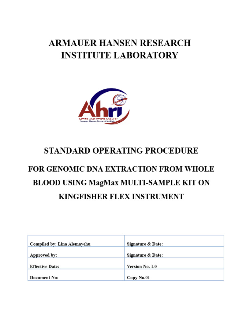 DNA Extraction from Whole Blood SOP | PDF | Dna Sequencing | Biotechnology