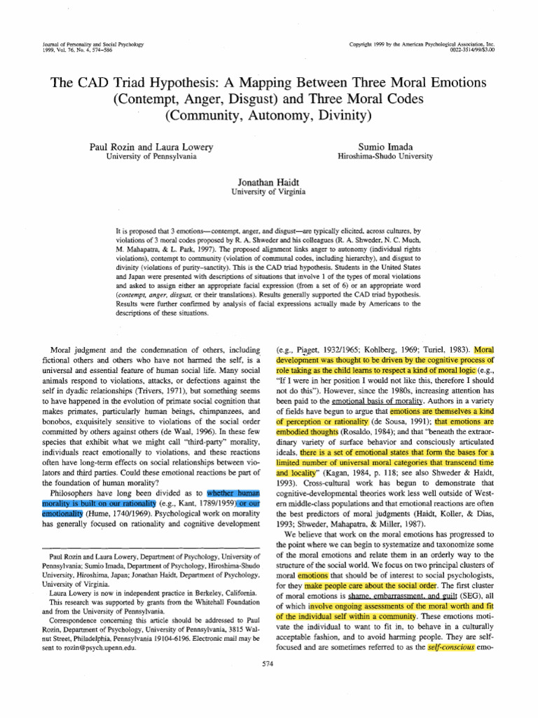 Disgust in Moral Emotion Framework | PDF | Disgust | Emotions