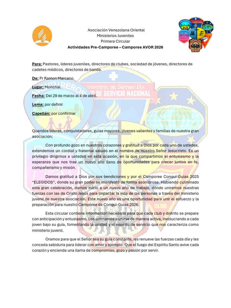 1° Circular Camporee Conqui-Guias AVOR 2026 | PDF