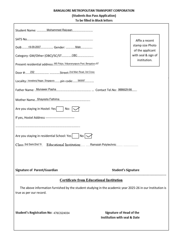 Microsoft Word - Student Pass Appl | PDF