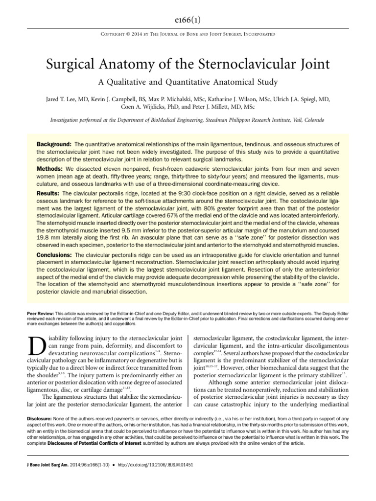 Sternoclavicular Joint Anatomy Study | PDF | Anatomical Terms Of ...