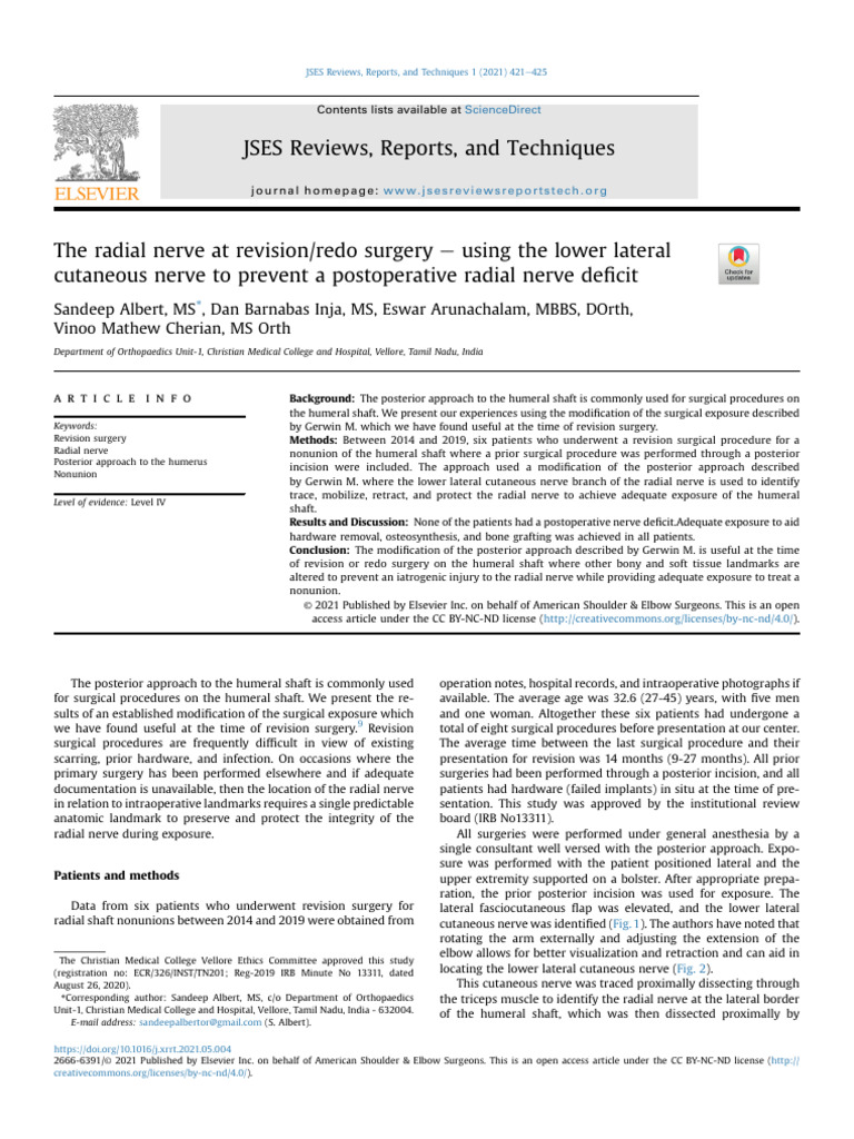 Modified Gerwin Approach for Radial Nerve Protection | PDF | Surgery | Arm