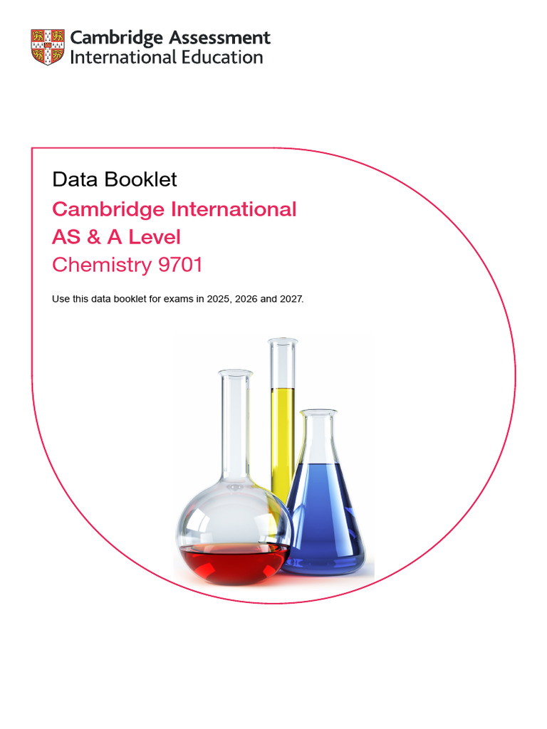 2025 A Level Chemistry Data Booklet | PDF | Amine | Solubility