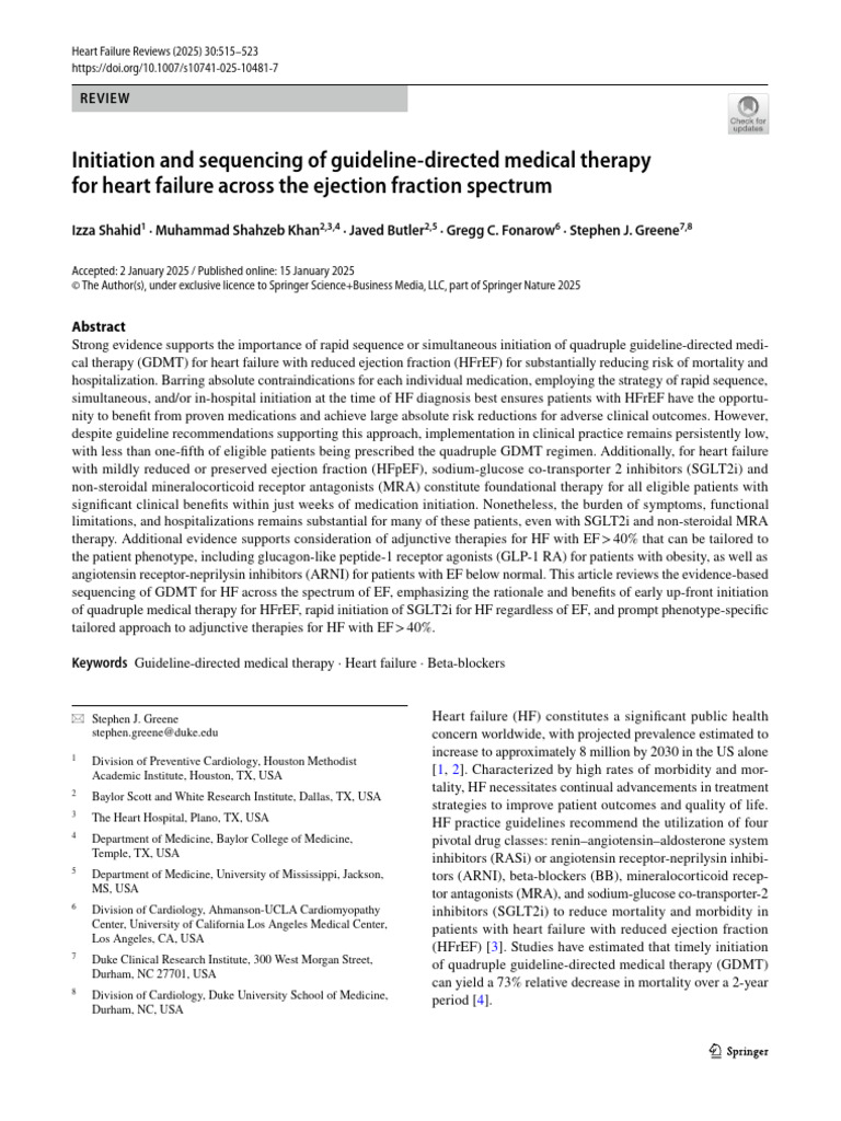Initiation of GDMT For HF | PDF | Heart Failure | Chronic Kidney Disease