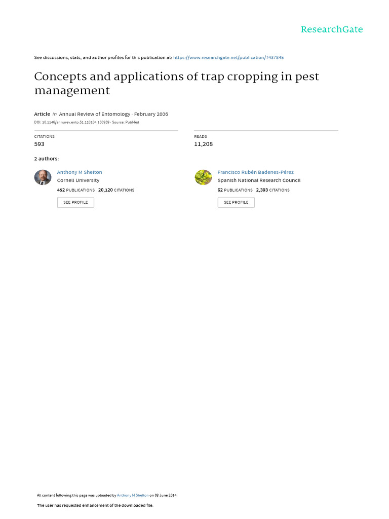 Shelton2006 Concepts Trap Cropping | PDF | Pest Control | Pest (Organism)