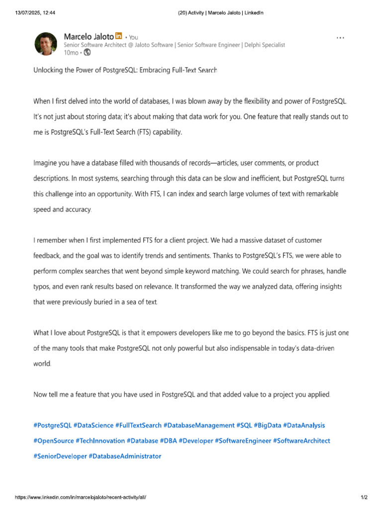 Unlocking The Power of PostgreSQL Embracing Full-Text Search | PDF