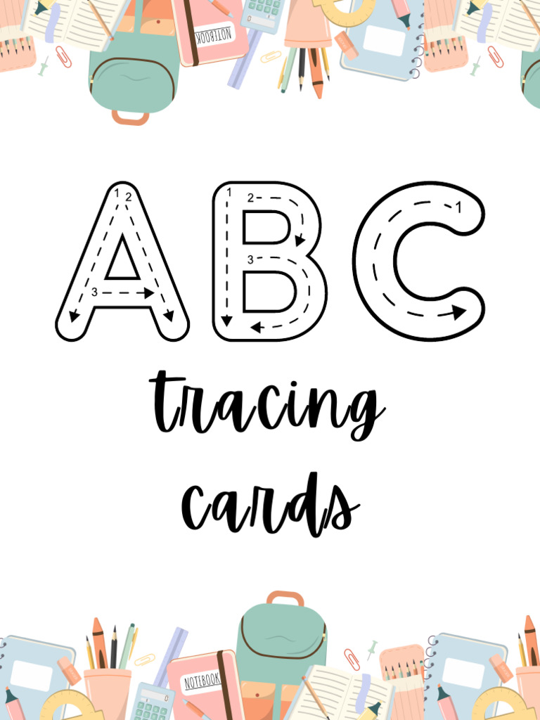 Alphabet Tracing Cards Worksheet in Pastel Colors Illustrative | PDF