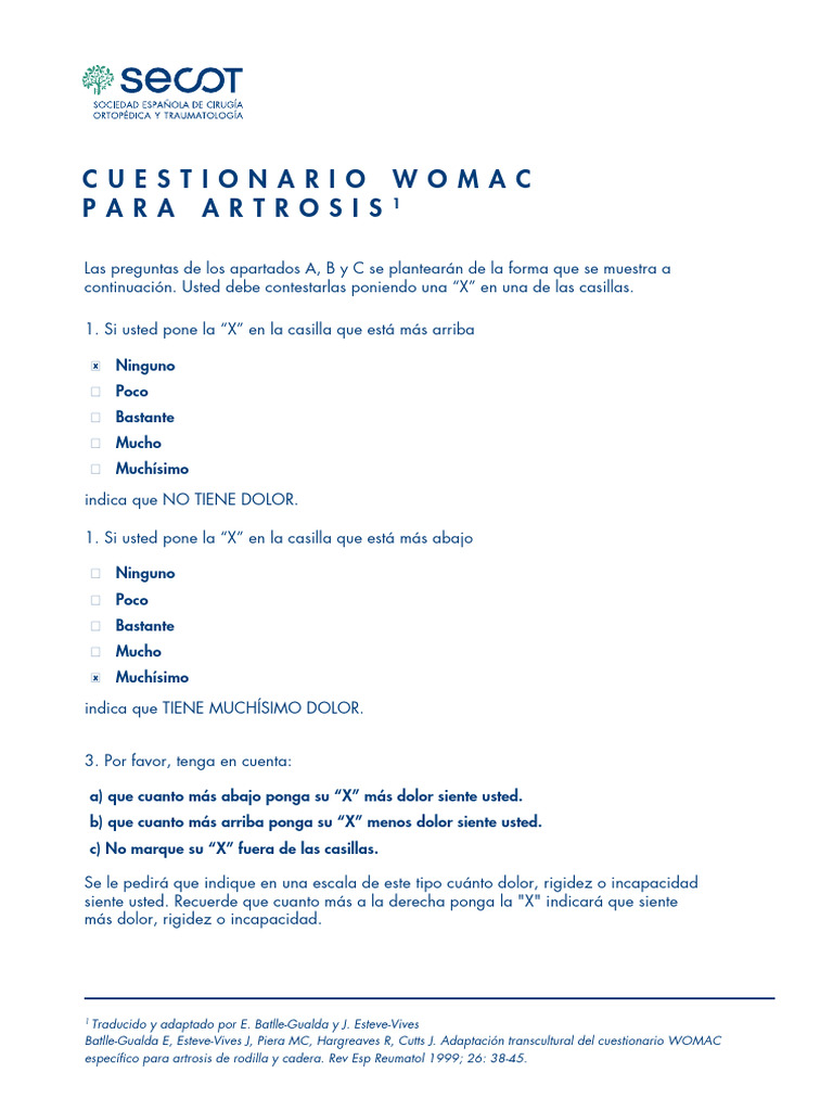Cuestionario Womac | PDF