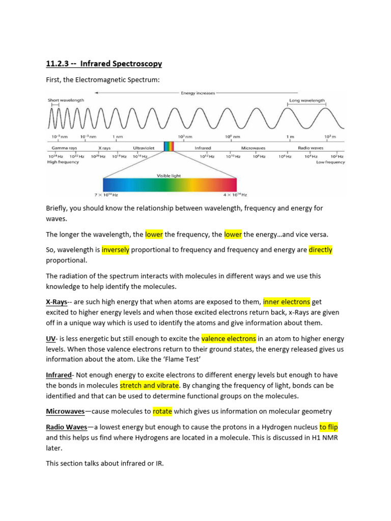 11.2.3 IR Spectroscopy Notes Teacher 1 | PDF | Electromagnetic ...