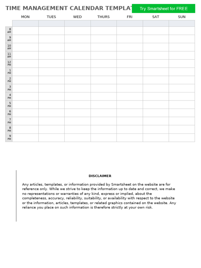 IC Time Management Calendar 8899 WORD | PDF