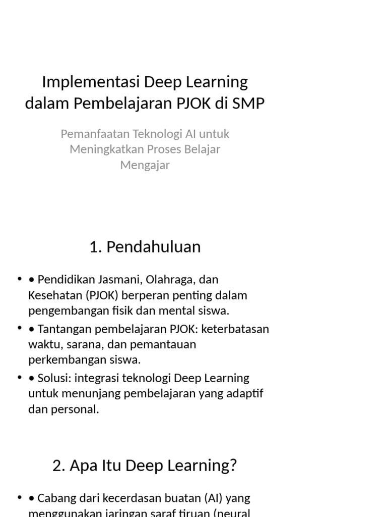 Implementasi Deep Learning Dalam PJOK SMP | PDF
