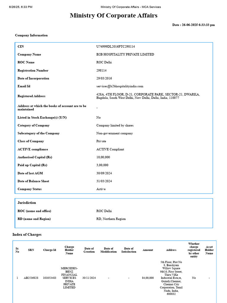 Ministry of Corporate Affairs - MCA Services | PDF | Financial Services | Corporations