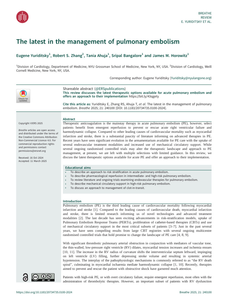 Pulmonary Embolism | PDF | Blood Pressure | Shock (Circulatory)