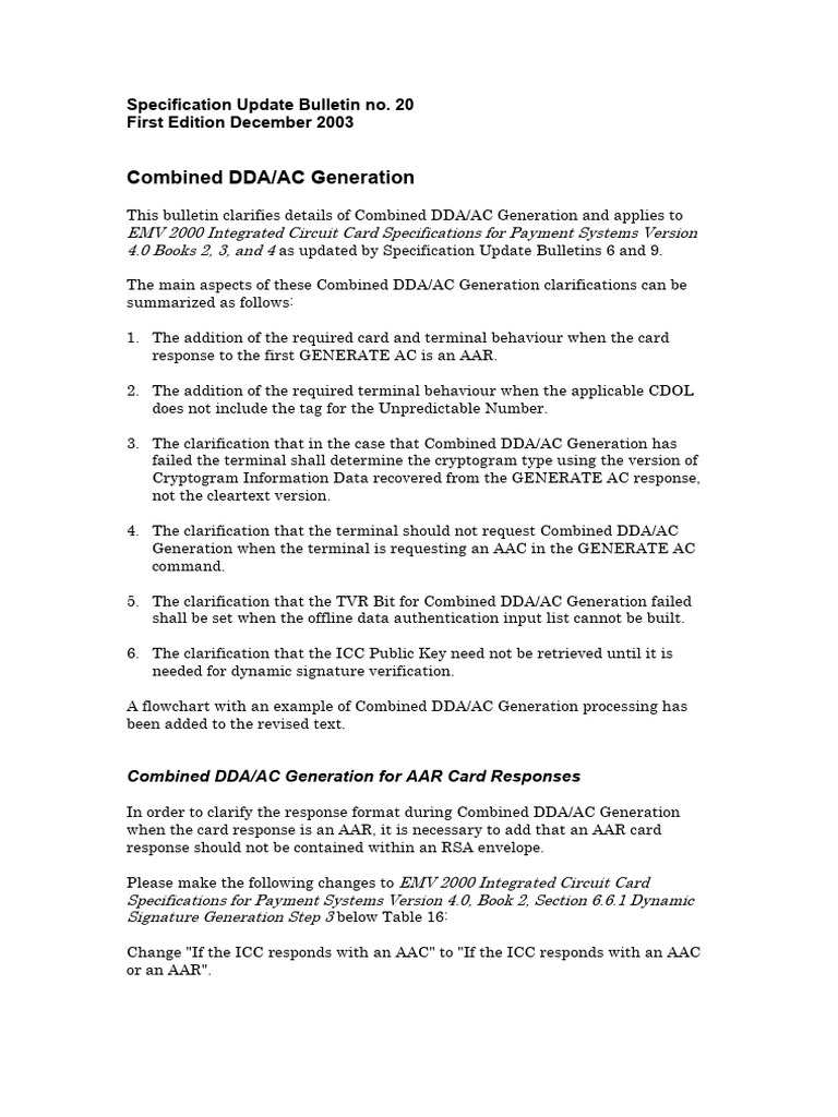 SU 20 - Combined DDA AC Generation | PDF | Emv | Smart Card