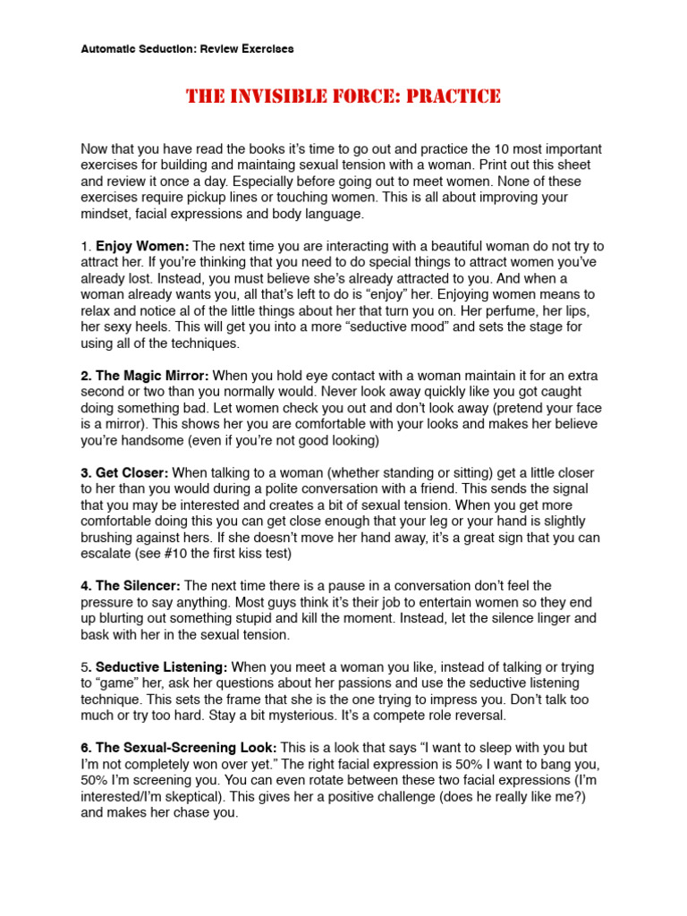 Auto Seduction Practice List - Compressed | PDF
