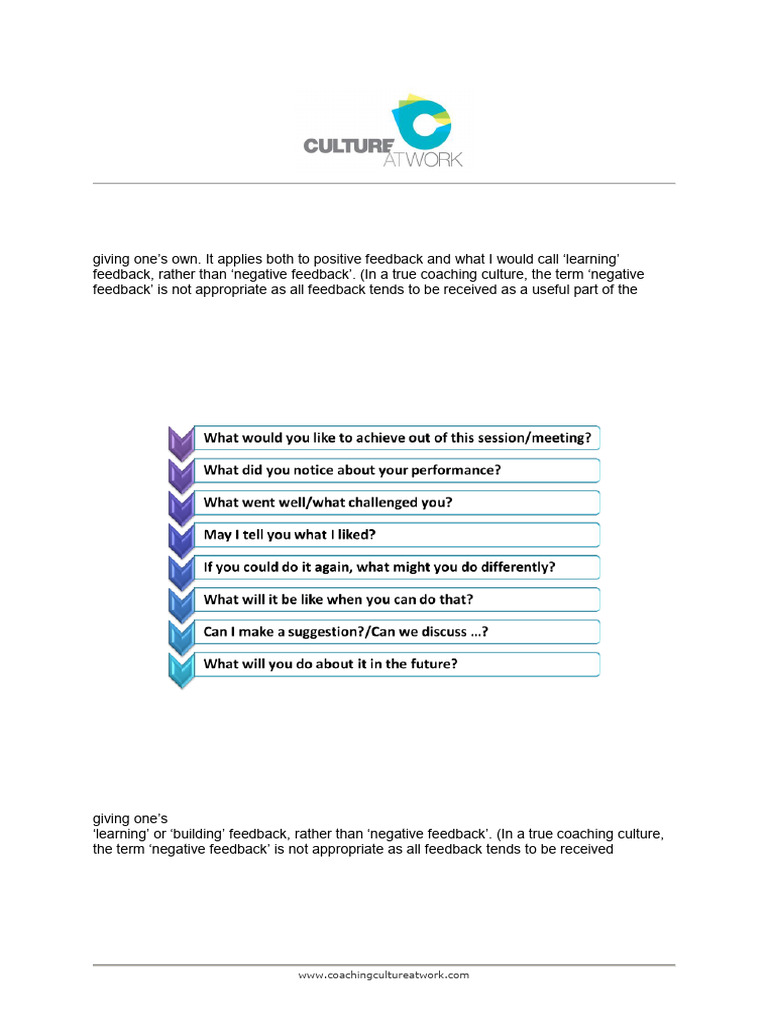 Coaching Feedback Model Explained | PDF | Feedback | Question