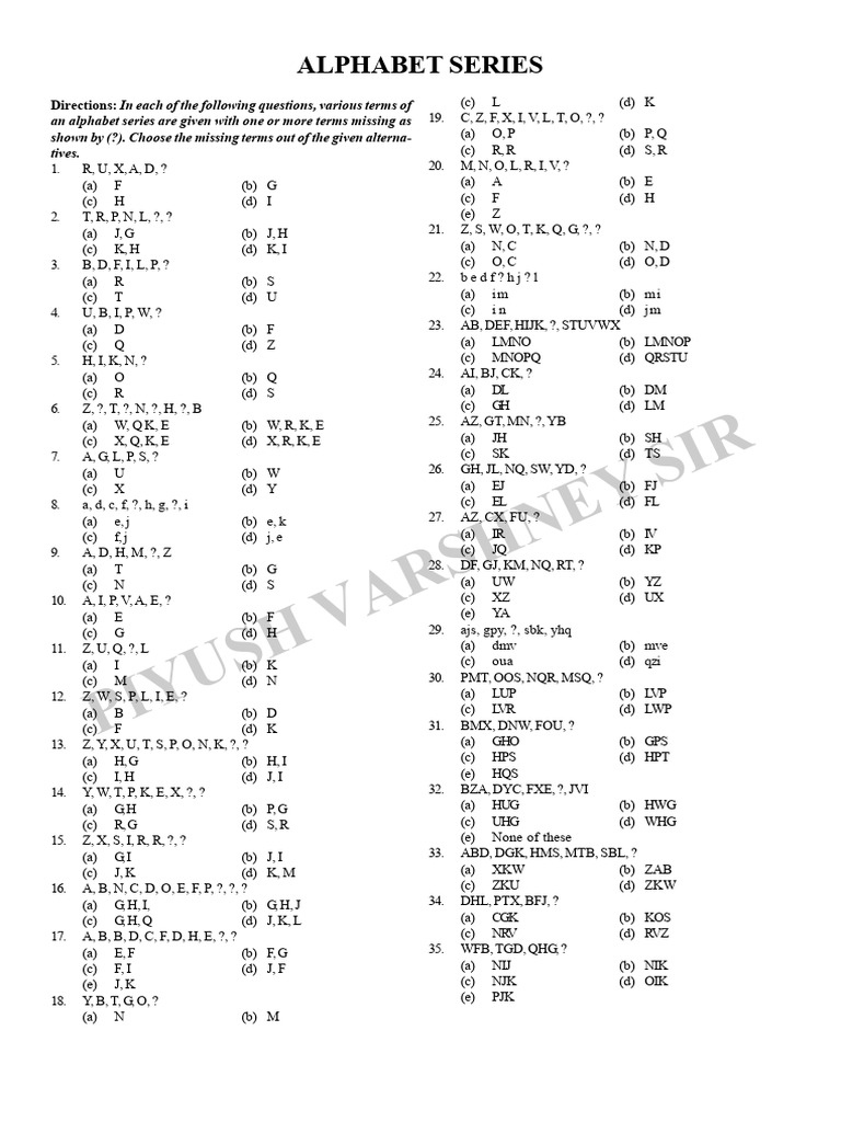 Alphabet Series Practice Set | PDF