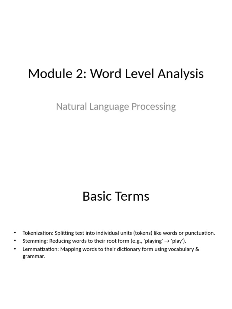 NLP Module 2 Word Level Analysis | PDF