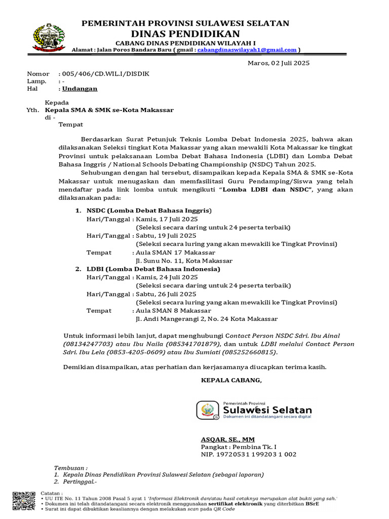 Undangan LDBI Dan NSDC Tahun 2025 | PDF