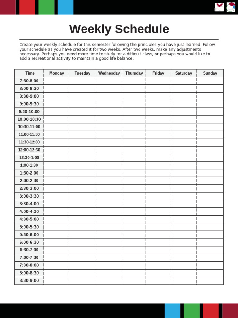 Weekly Schedule 8.5x11 | PDF