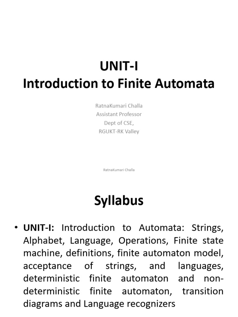 Unit-I-Introduction To Finite Automata | PDF | Automata Theory | String ...