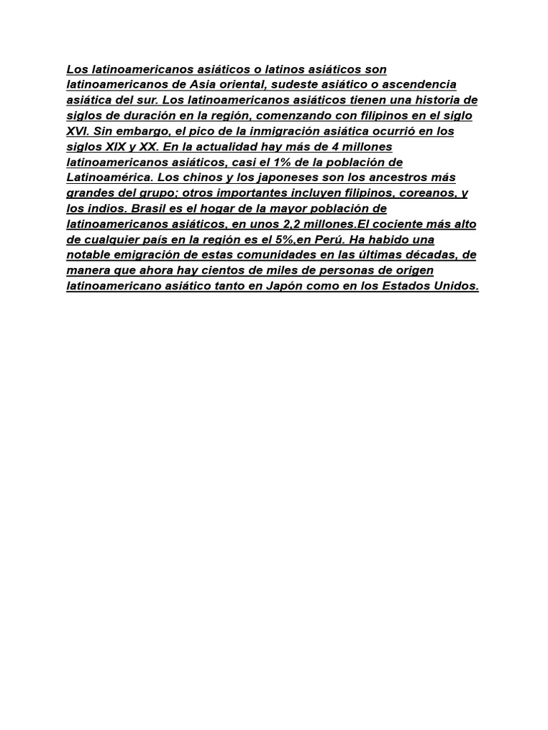 Los Tipos de Razas y Deferencias de Asia y Latinoamerica | PDF