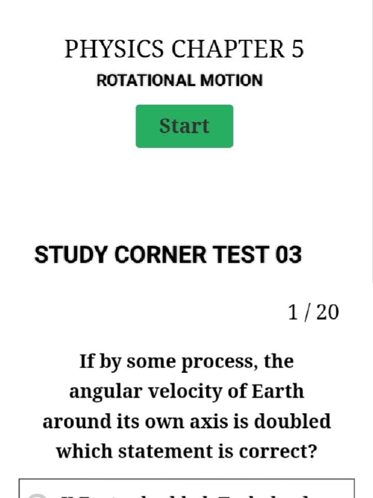 PMDC Practice Test 03 Rotational Motion by Study Corner | PDF