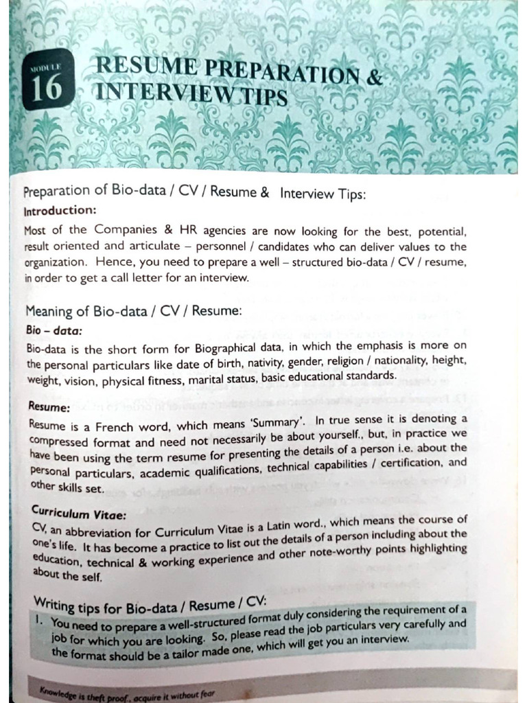 Resume and Interview Tips | PDF