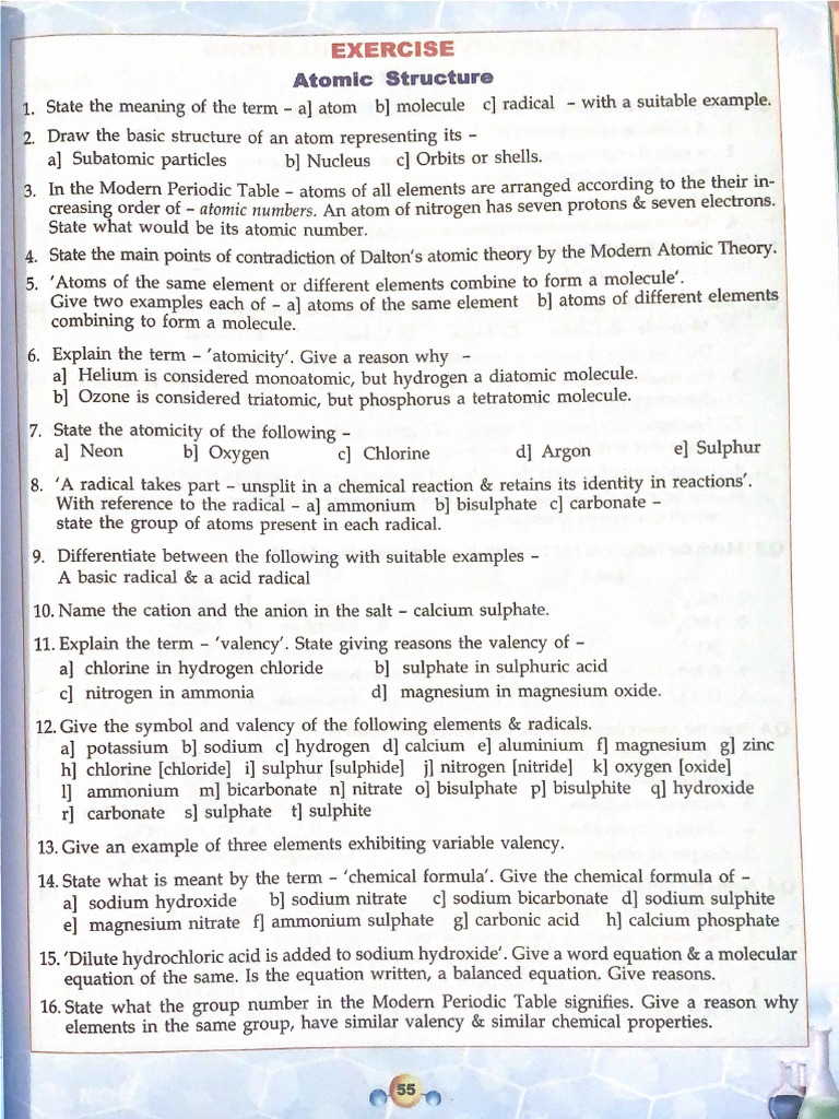 Atomic Structure - Exercises | PDF