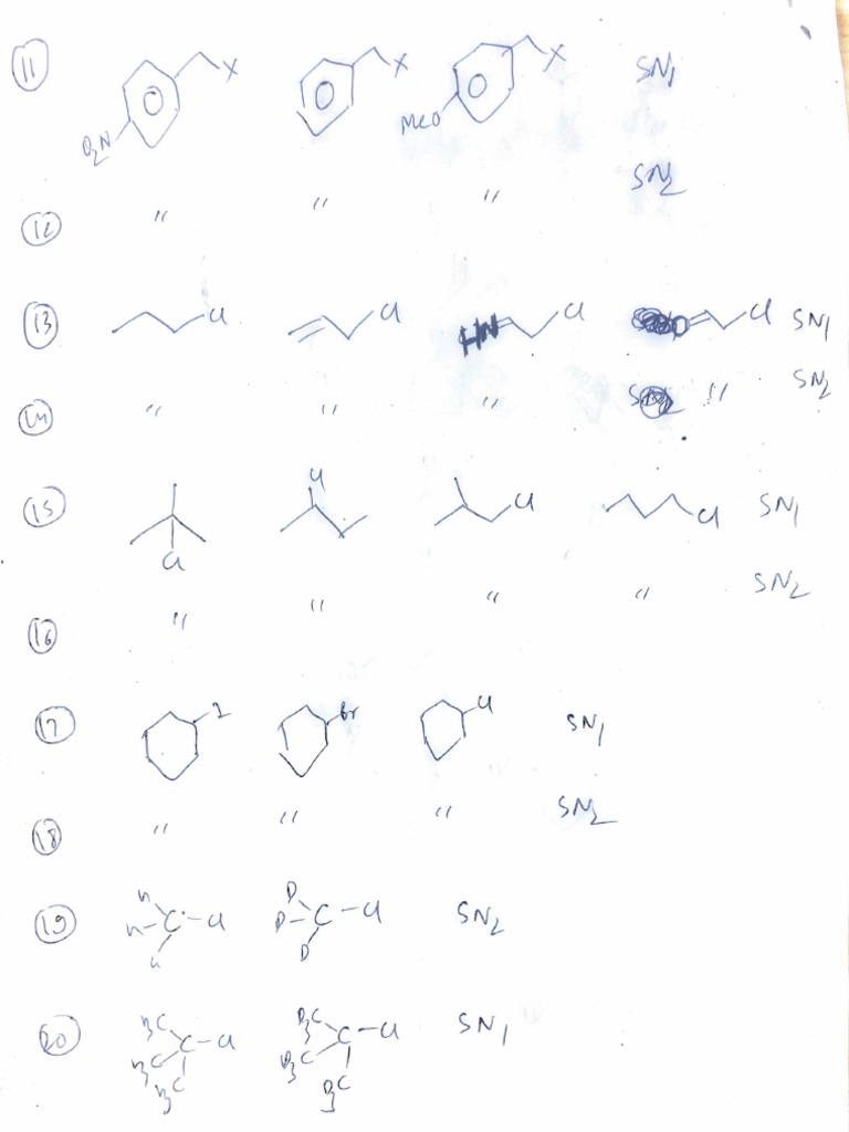SN1 and SN2 Questions | PDF