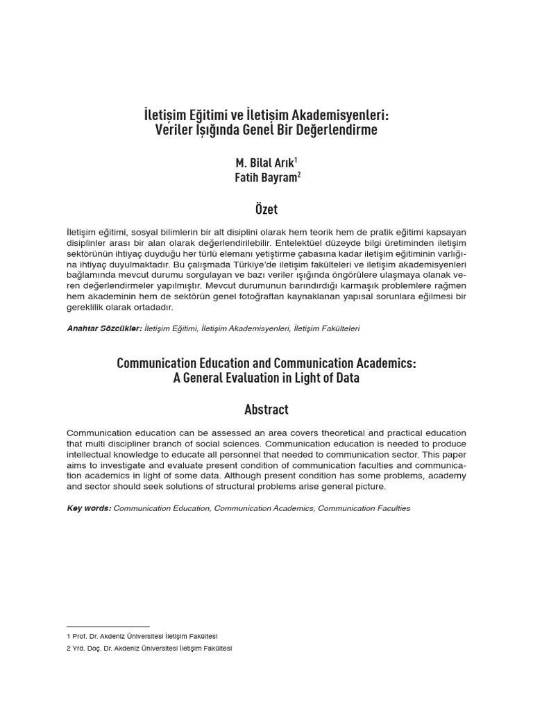 Leti Im E Itimi Ve Leti Im Akademisyenleri Veriler I Nda Genel Bir de Erlendirme (#607905 ...