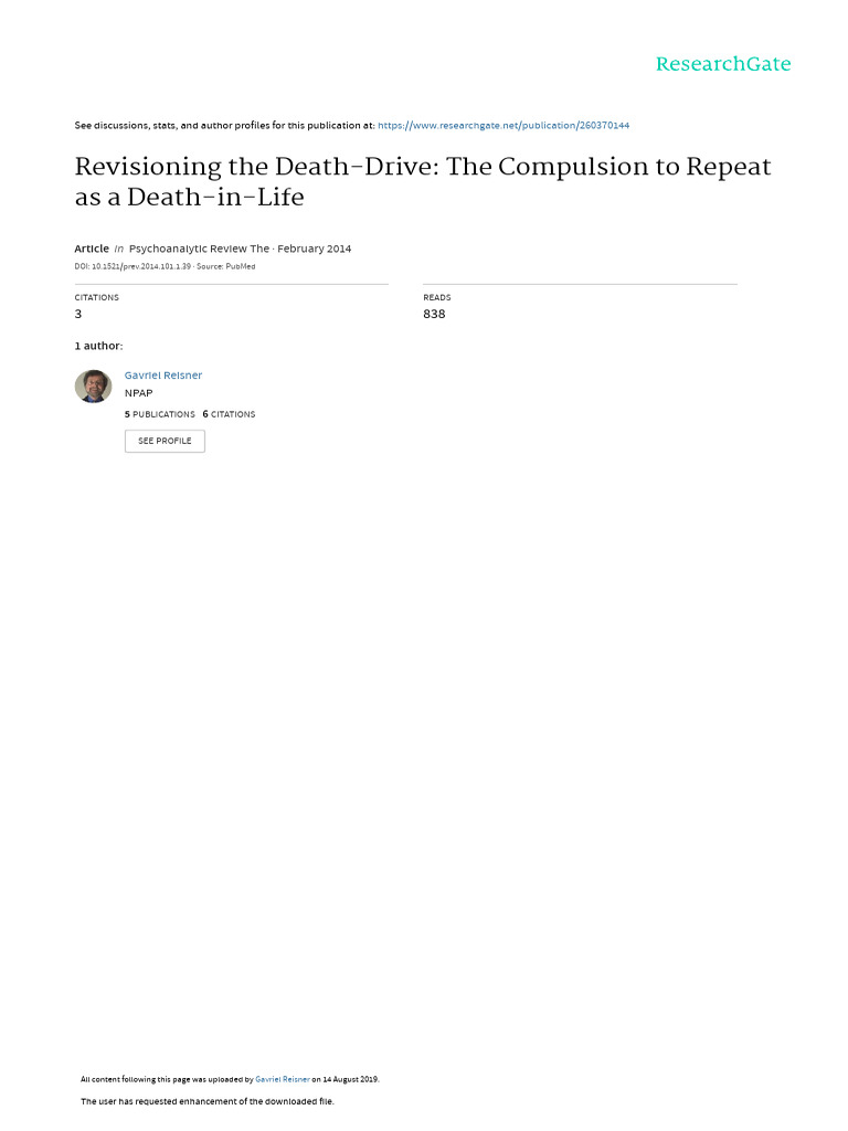 Revising Freud's Death Drive Concept | PDF | Sadomasochism | Sigmund Freud