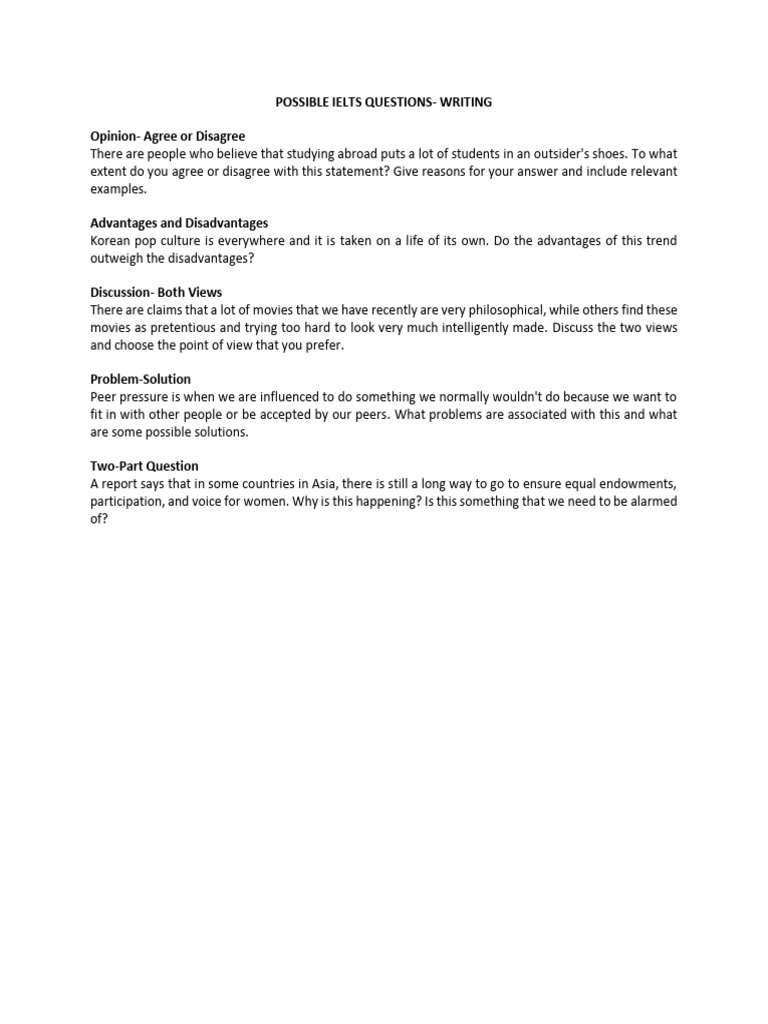 IELTS Writing Task Question Types | PDF